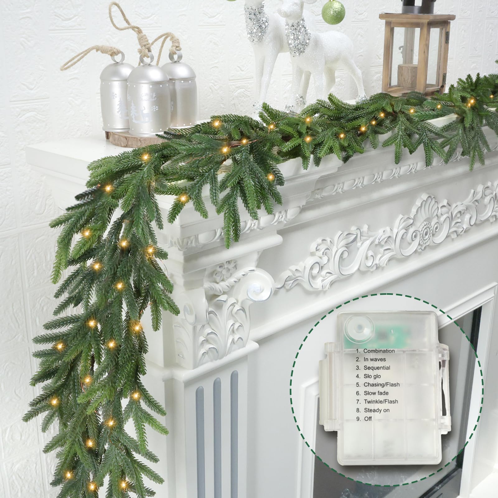 Amazon.com: OZFHUA 6 FT Christmas Garland with Lights - Mantle Garland ...