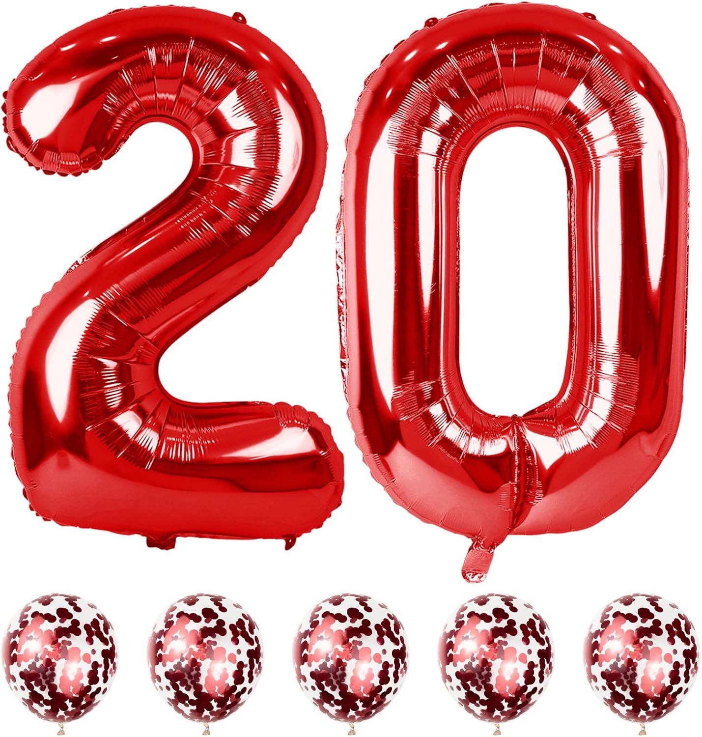 Amazon.com: Red 20 Balloon Number, 40 Inch 20th Birthday Balloons with ...