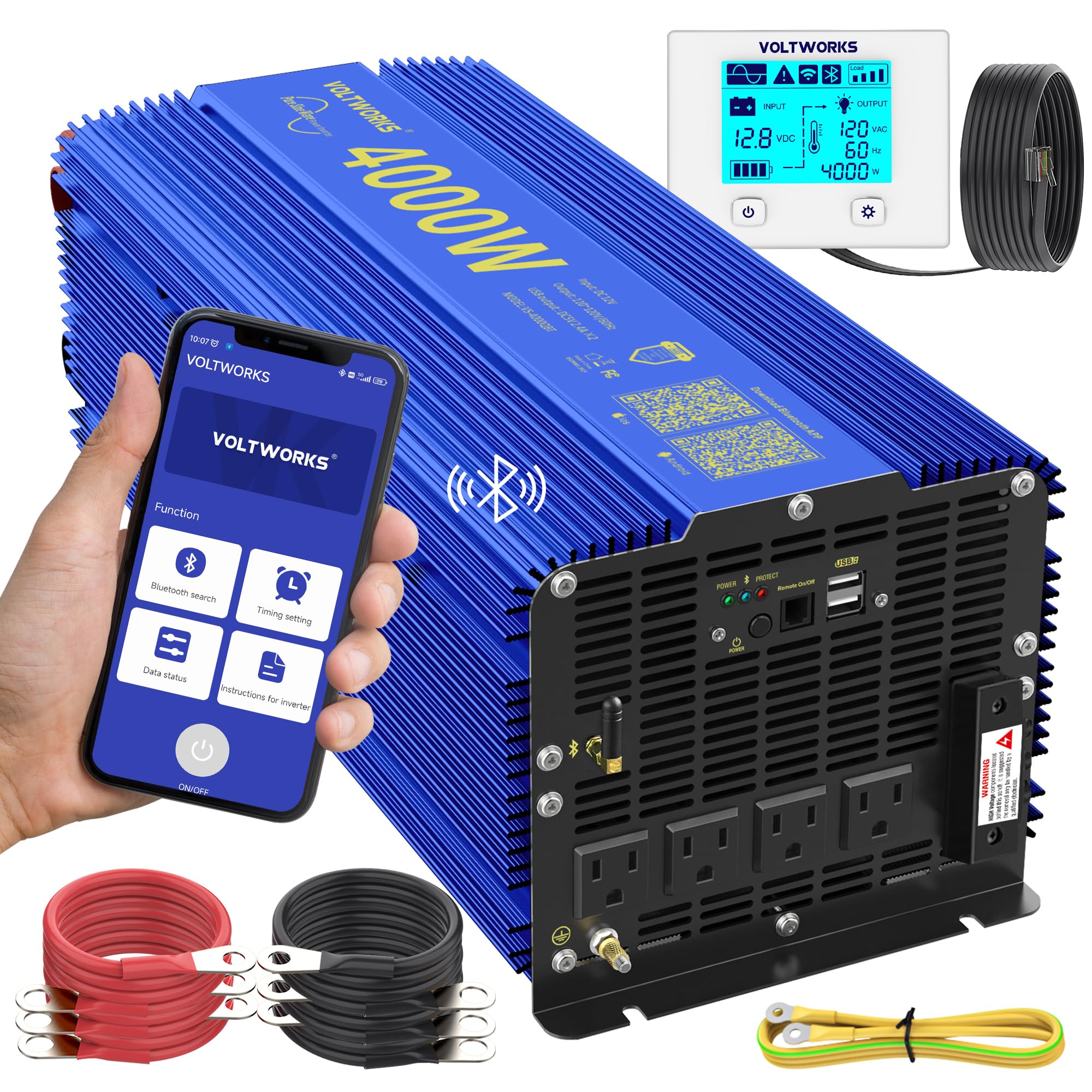 Amazon.com: VOLTWORKS 4000W Pure Sine Wave Power Inverters 12V DC to ...