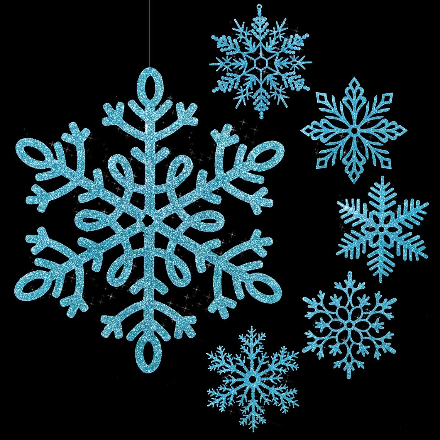 Amazon.com: Large Snowflakes Ornaments 12" Glitter Plastic Snowflake ...