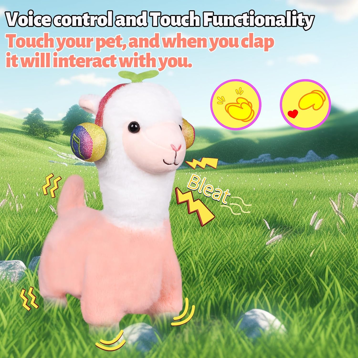 Bilinott Alpaca para niños, animal de control remoto controlado por voz ...