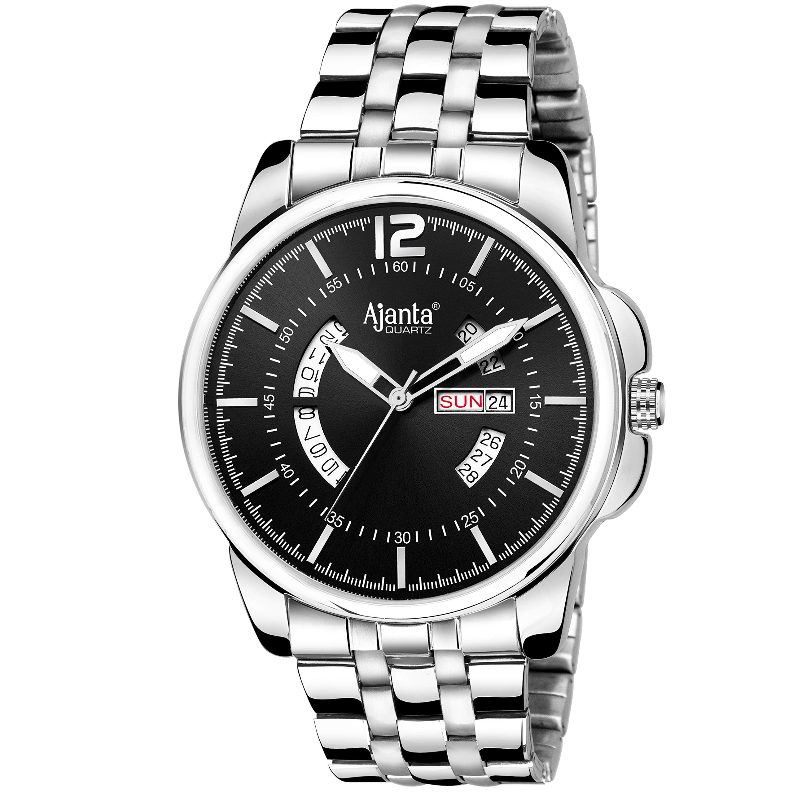 Ajanta Quartz Analog Gents Wrist Watch AWC048MSG (Silver-Black ...