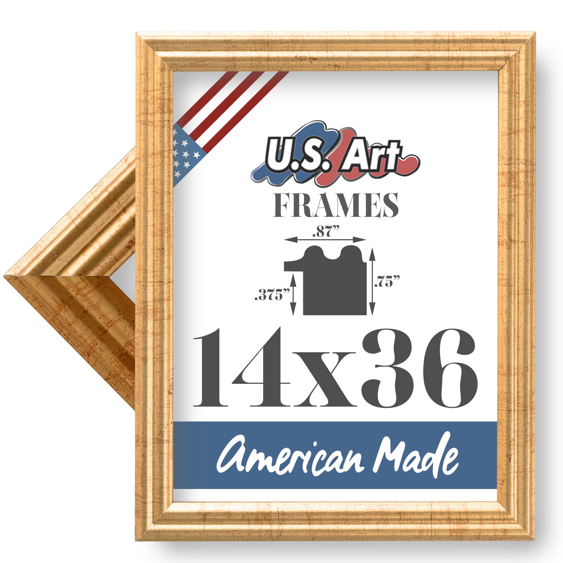 Amazon.com - US Art 14x36 Antique Gold .75 in Wooden Photo Picture ...