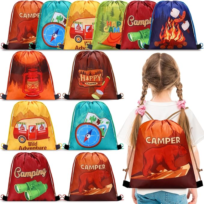 Amazon.com: Paterr 12 Pcs Camping Party Favor Bags Camp Party ...