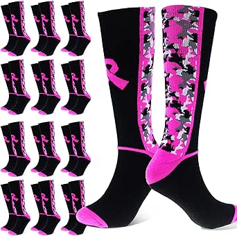 masonicbuy 12 Pairs Breast Cancer Athletic Socks Bulk, Super Thick Pink ...