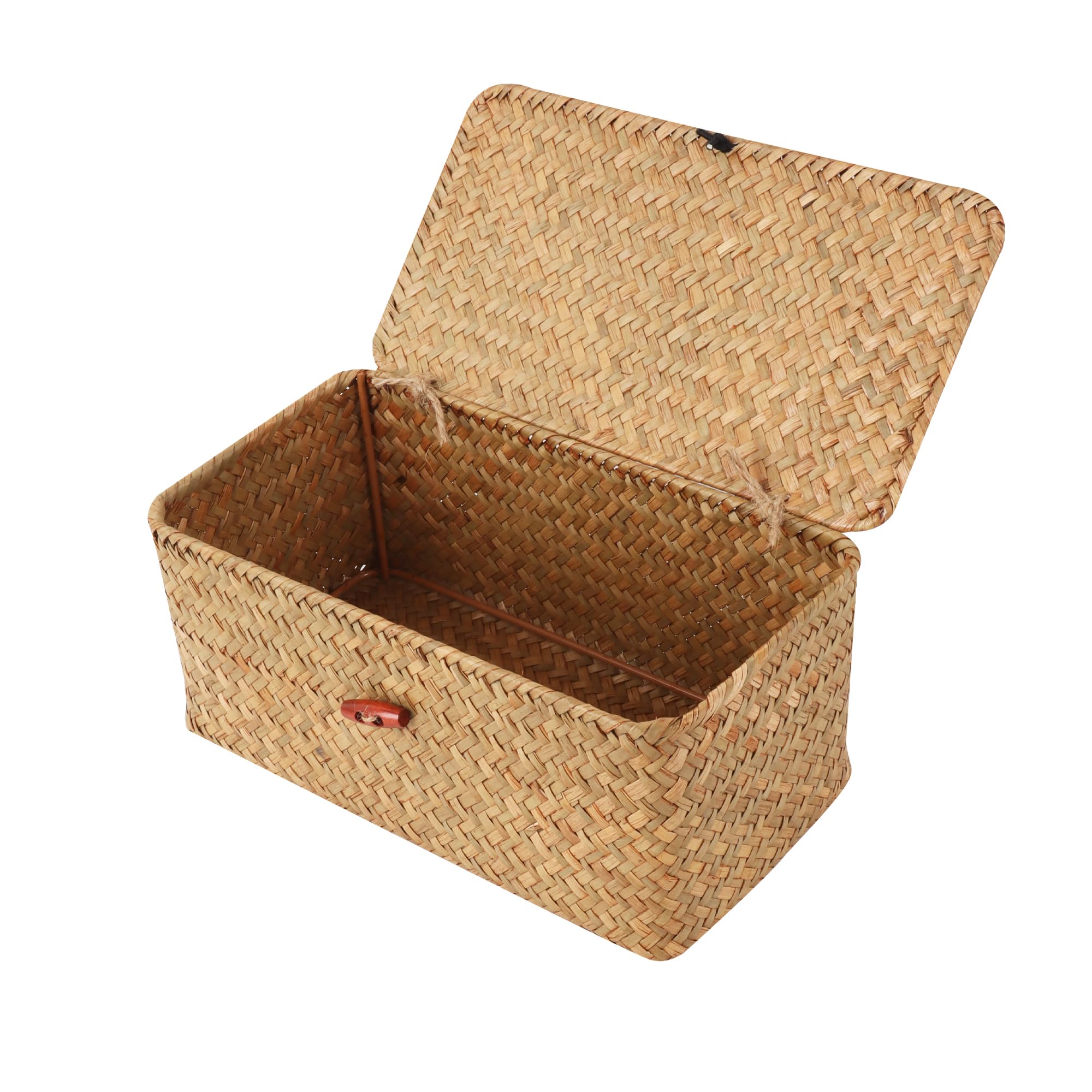 Amazon.com: Moosky Wicker Shelf Baskets with Lid,Natural Seagrass ...