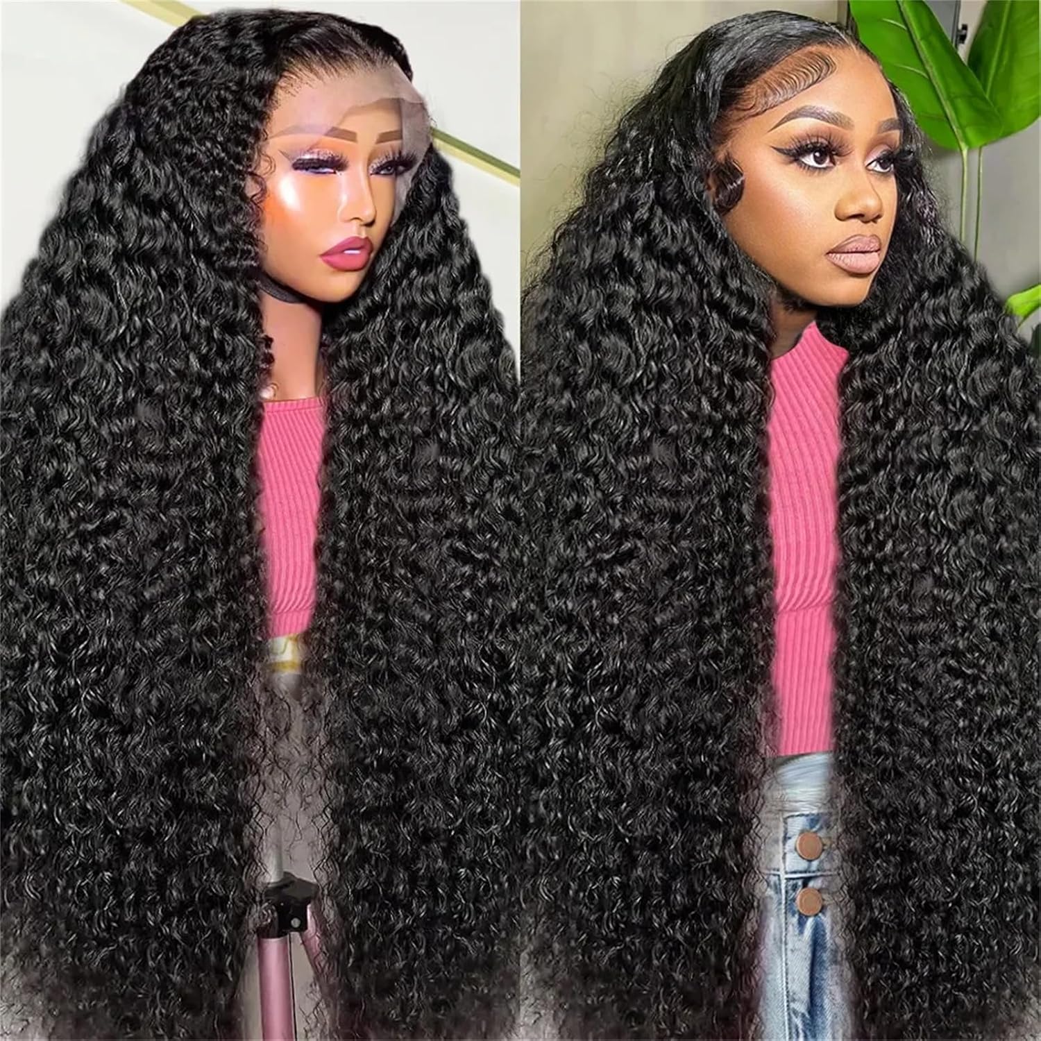 Amazon.com : Tyiu 30 Inch Deep Wave Lace Front Wigs Human Hair Wigs for ...