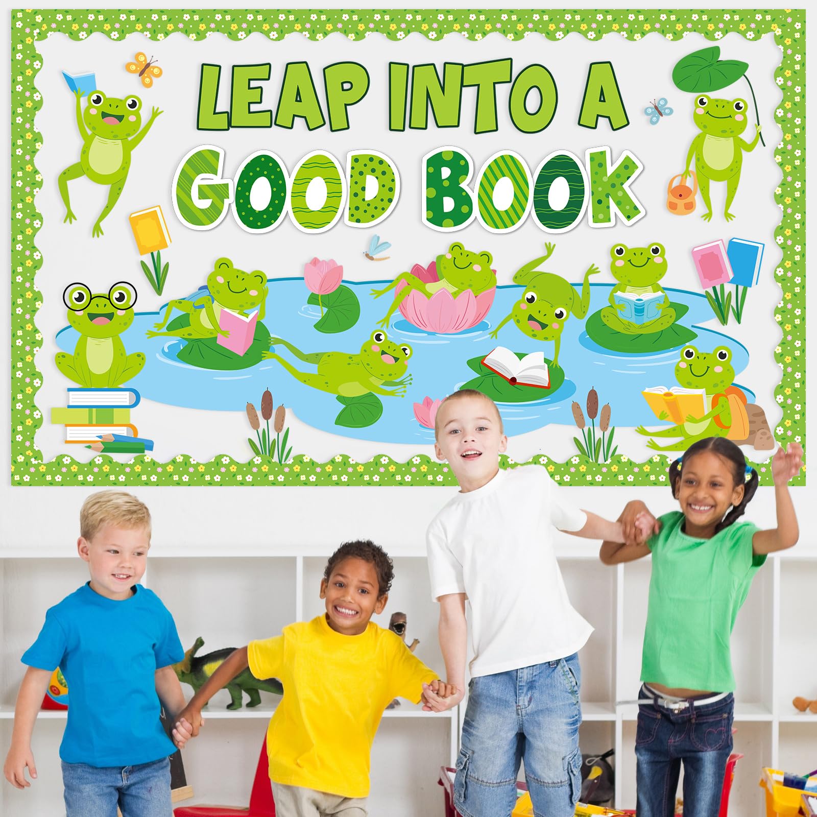 Snapklik.com : Gisgfim Frog Reading Bulletin Board Decorations Set ...