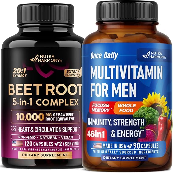 Amazon.com: NUTRAHARMONY Beet Root & Multivitamin for Men Capsules ...
