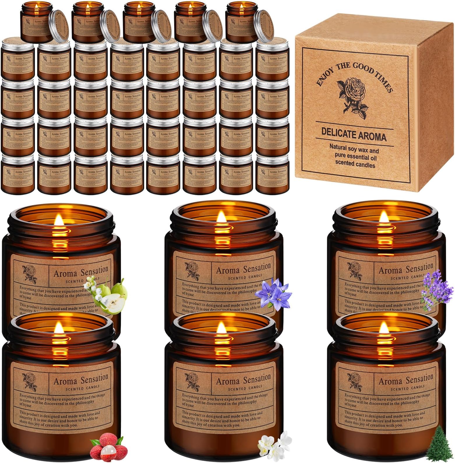 Amazon.com: Landhoow 60 Pcs Candles Bulk for Home Scented Soy ...