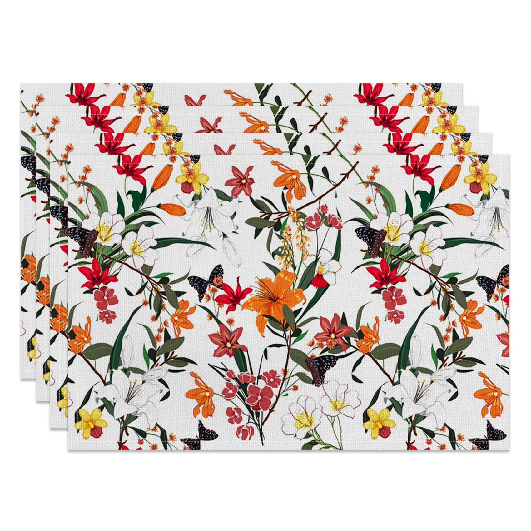 Amazon.com: CSFOTO Watercolor Flowers Placemats Set of 4 Vintage ...