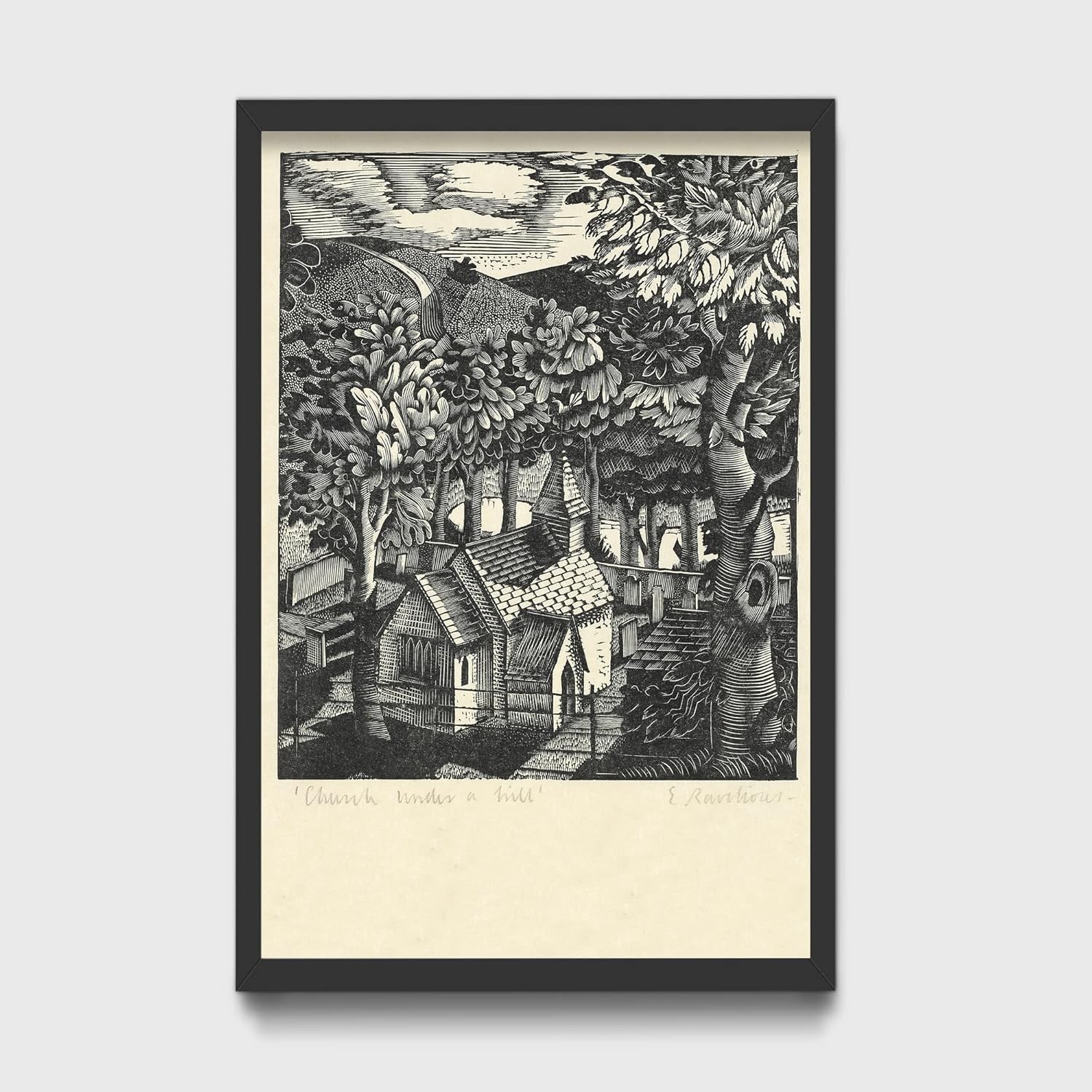 Amazon.com: Ready to Hang in A4 Frame - Eric Ravilious - Church Under a ...