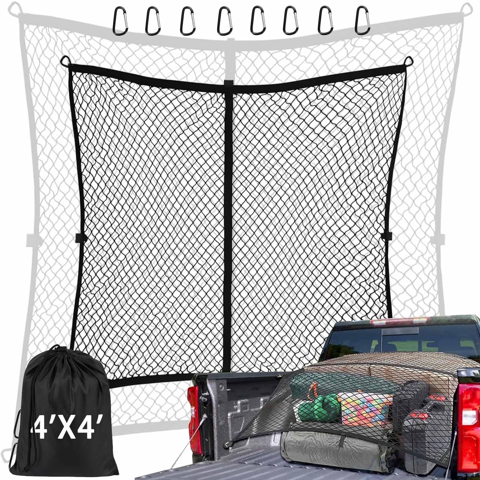 Amazon.com: CROSSHIP Cargo Net for Pickup Truck Bed - 4'x4' Stretches ...