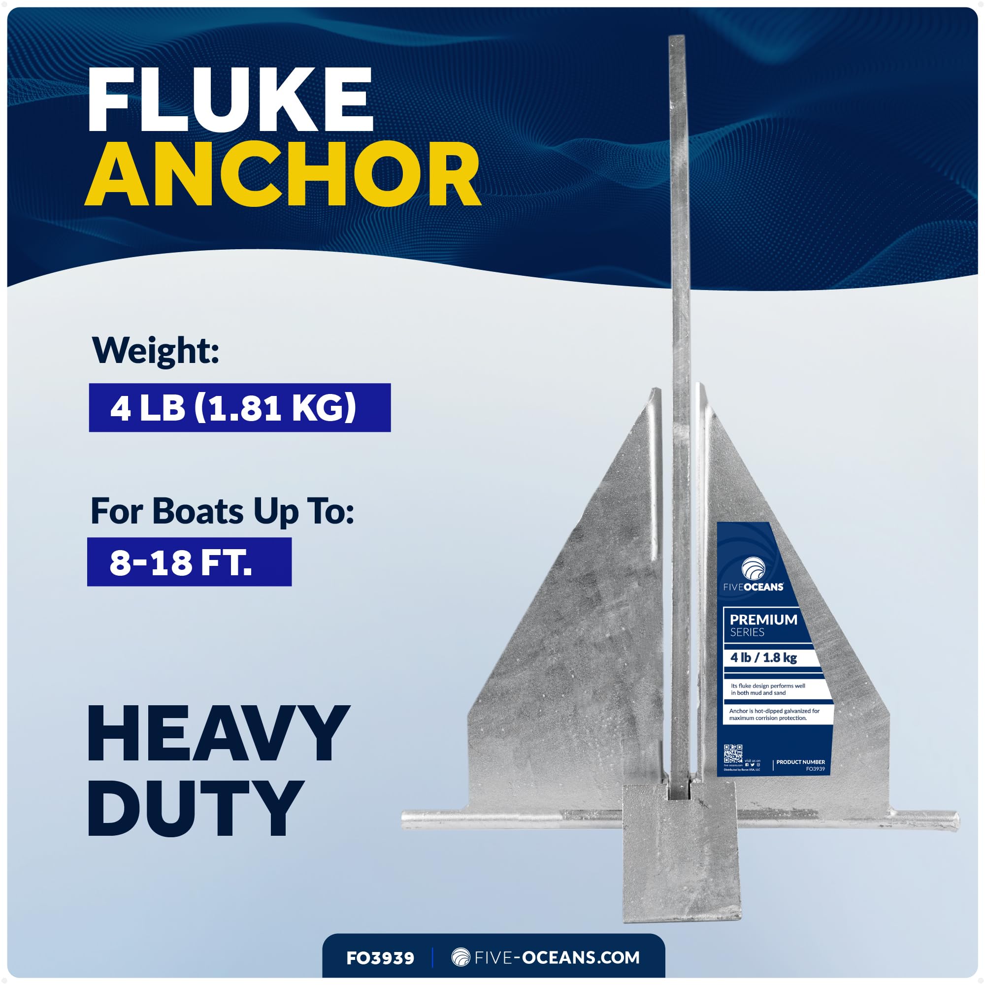 Snapklik.com : Boat Anchor - Fluke Anchor, 4 Lb, Galvanized Steel Boat ...