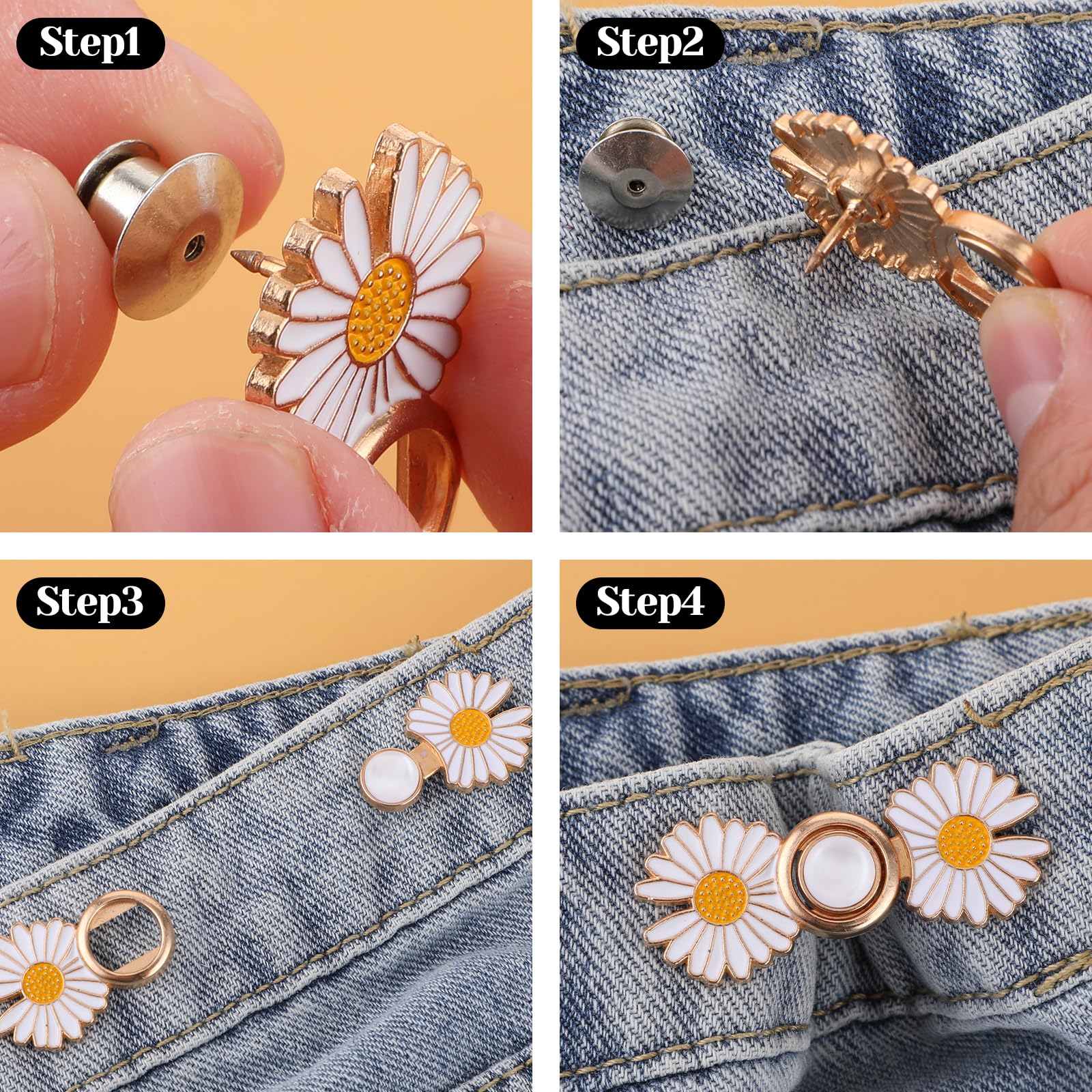 Snapklik.com : 4 Pack Adjustable Pant Waist Tightener Detachable Daisy ...