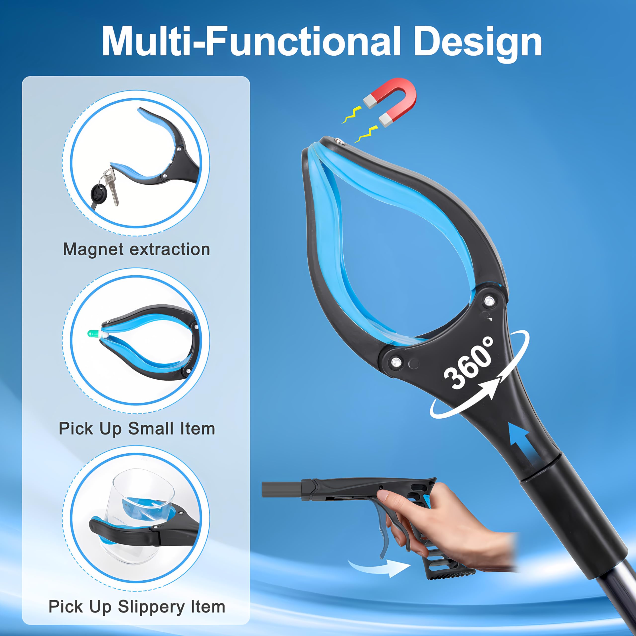 Snapklik.com : Grabber Reacher Tool - 32” Extra Long Foldable Gripper ...