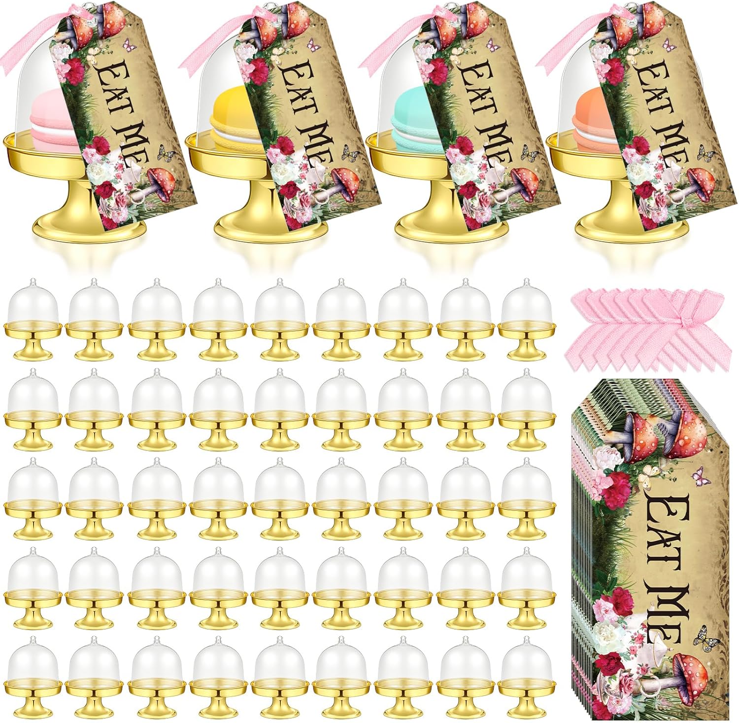 Amazon.com | Skybooly 48 Set Mini Cake Stand with Lid Plastic Cupcake ...