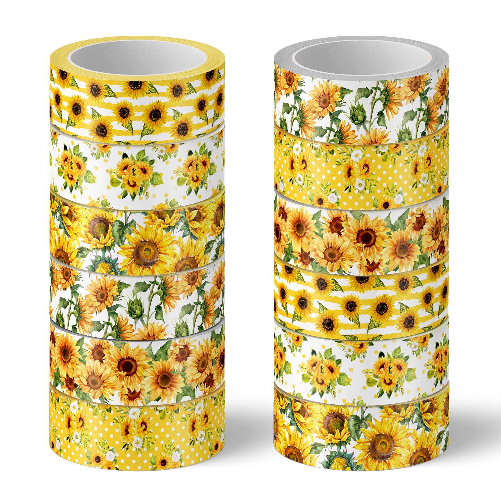 Amazon.com: Whaline 12 Roll Sunflower Washi Tape Summer Sun Flowers ...