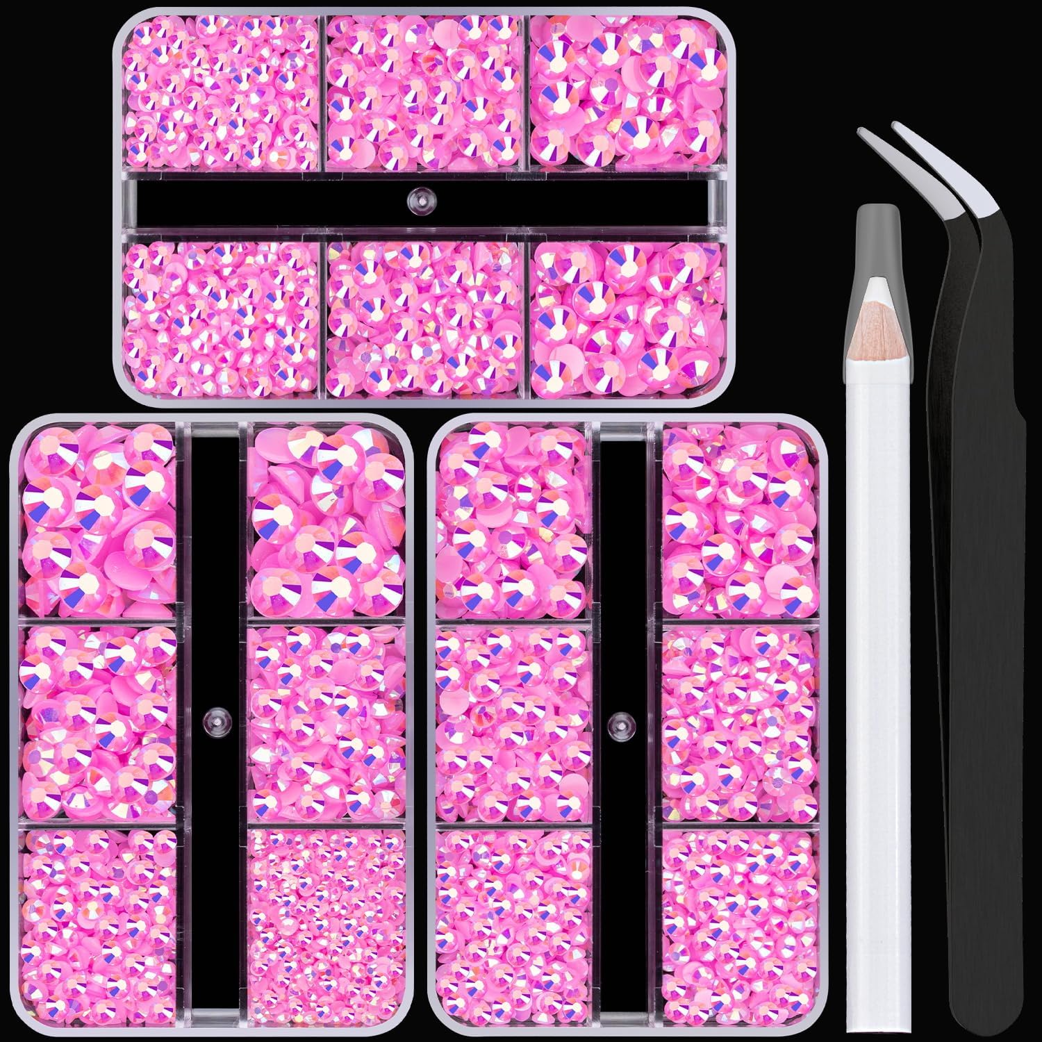 Amazon.com: BELLEBOOST 3600PCS Resin Rhinestones Kits, 2/3/4/5/6mm ...