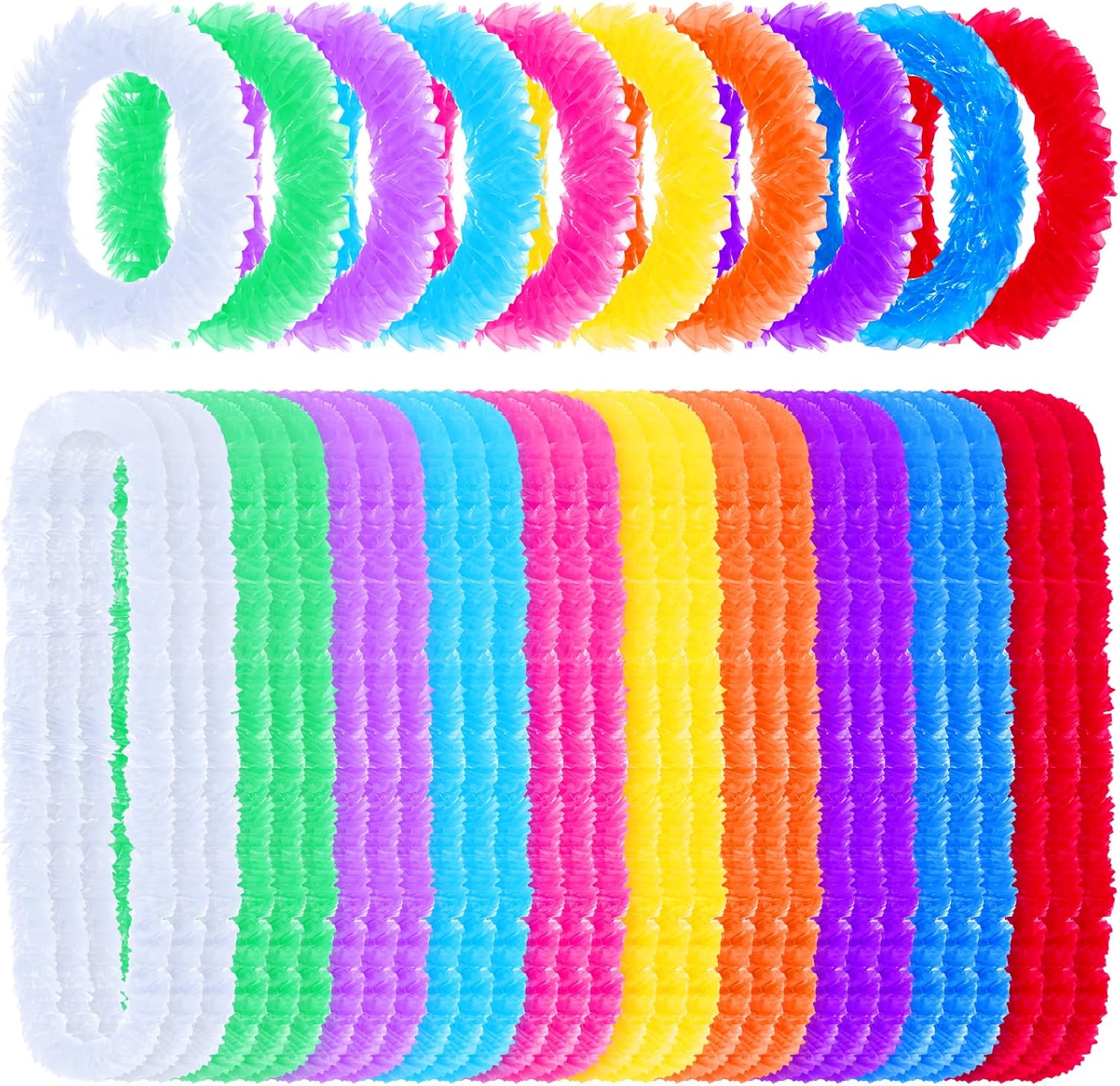 Amazon.com: Bonuci 240 Pcs Plastic Hawaiian Leis Bulk Necklaces and ...