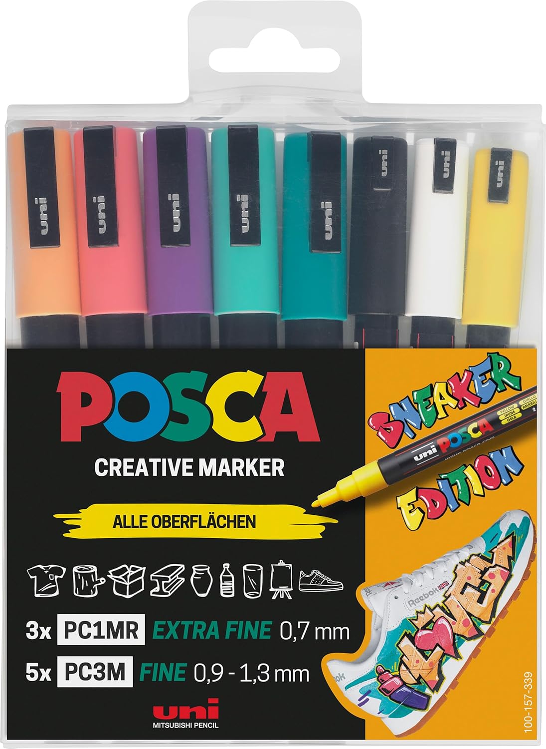 uni-ball 186827 - POSCA Marker Set Sneaker pens, estuche de 8, opaco ...
