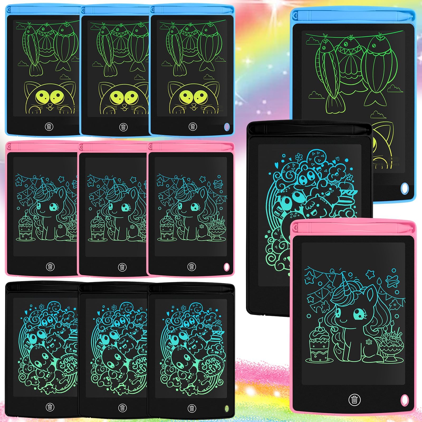 Amazon.com: Zhehao 8 Pcs LCD Writing Tablet 6.5 Inch Colorful Drawing ...