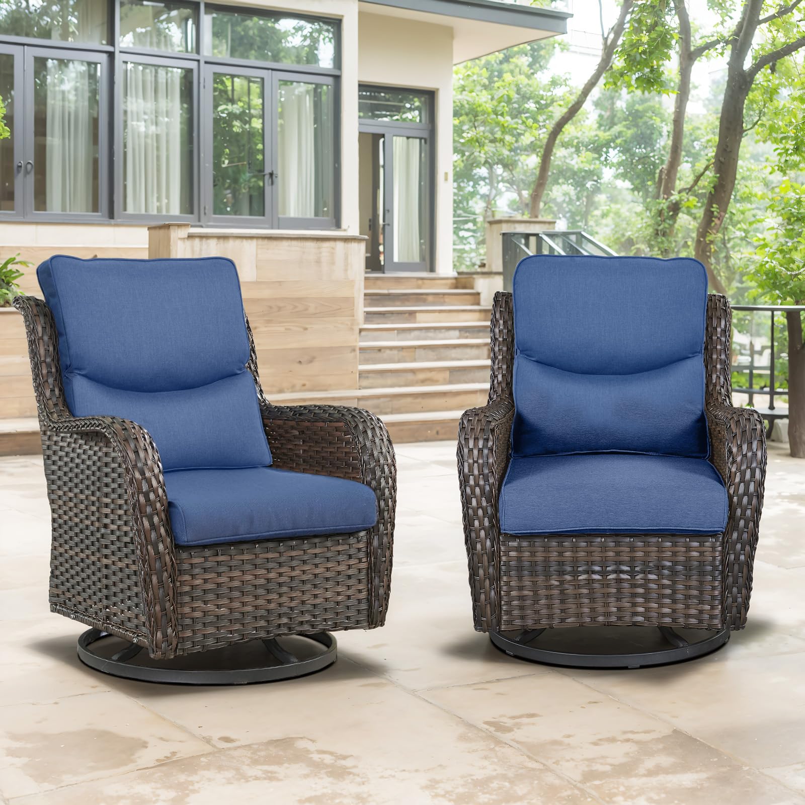 Amazon.com: Artfurniz Swivel Patio Chairs Set of 2 with 5" Thick ...