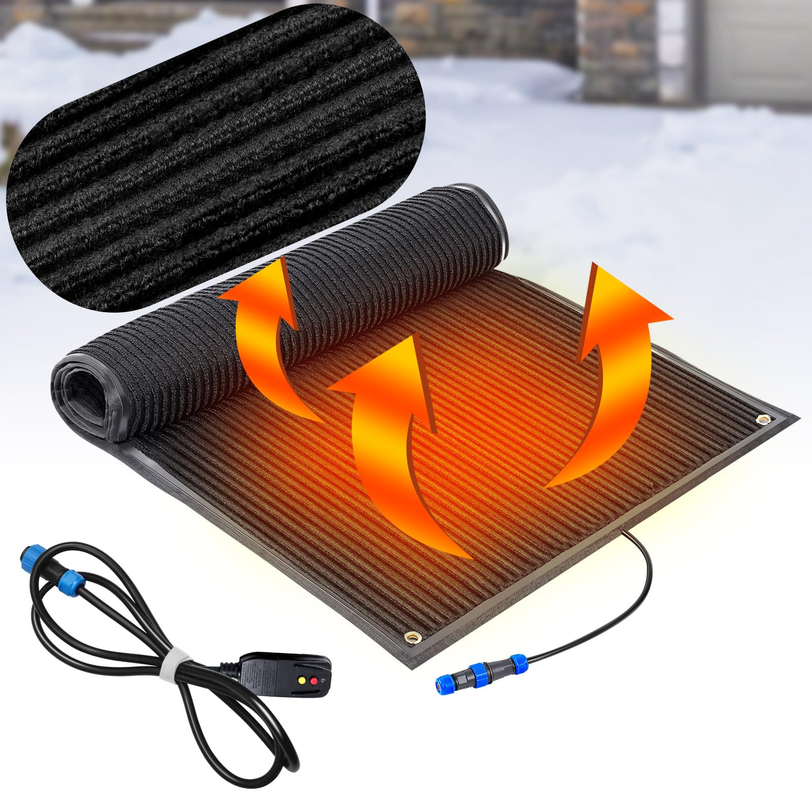 Amazon.com : Baquler Heated Snow Ice Melting Mats Outdoor Winter Heated ...