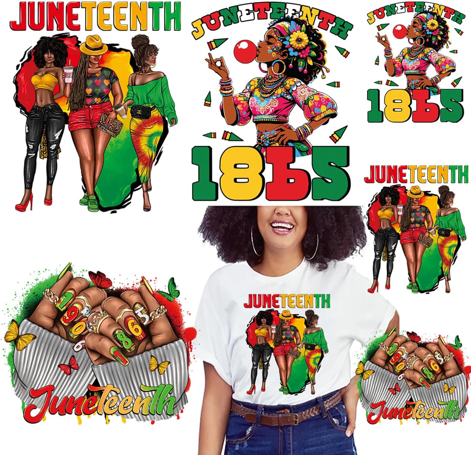 Amazon.com: 6 Sheets Juneteenth Iron on Transfers Iron on Decals Black ...