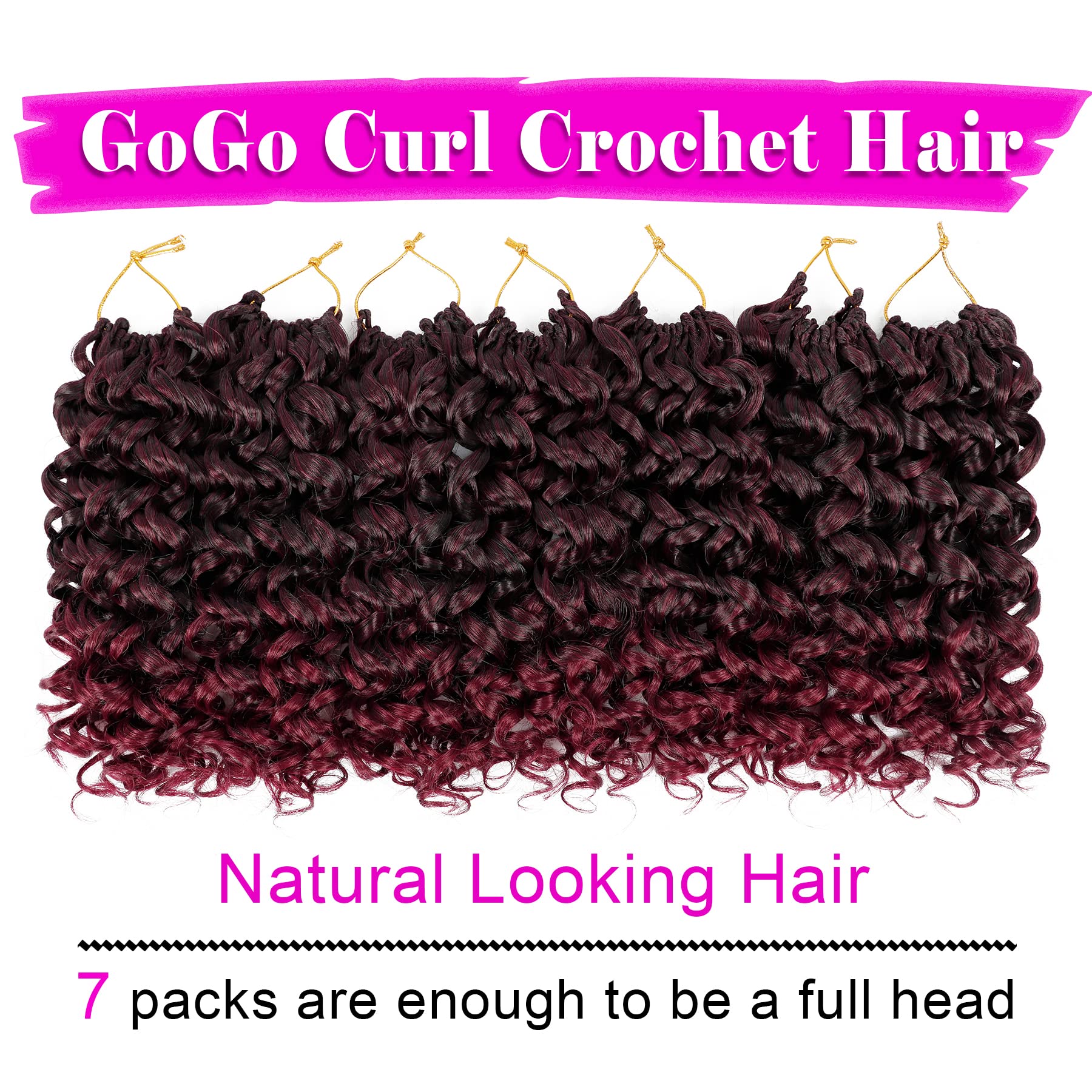 Snapklik.com : 7 Packs GoGo Curl Crochet Hair 12 Inch Red Burgundy ...