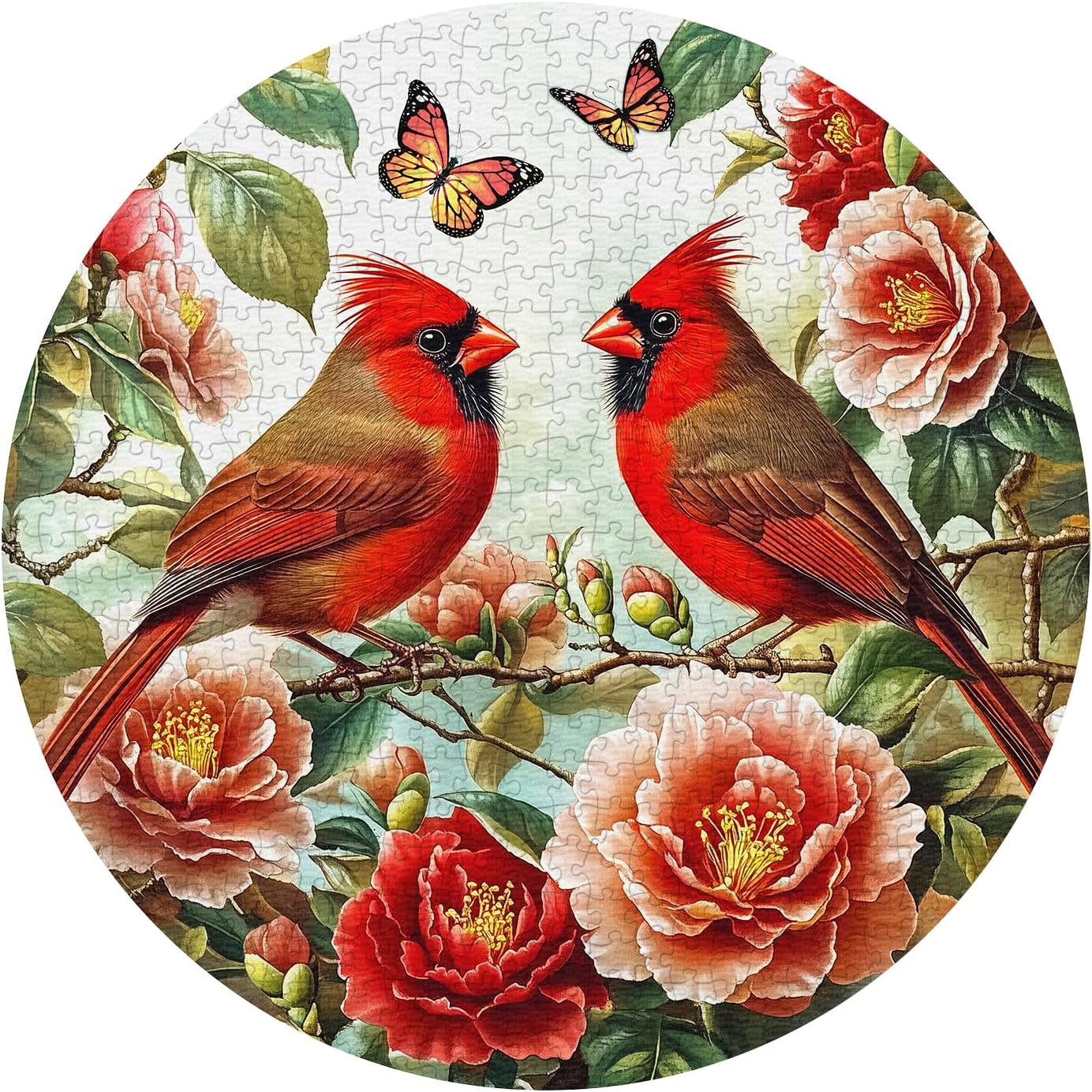 Amazon.com: PPuzzling Vintage Floral Bird Puzzle, 1000 Pieces, Round ...