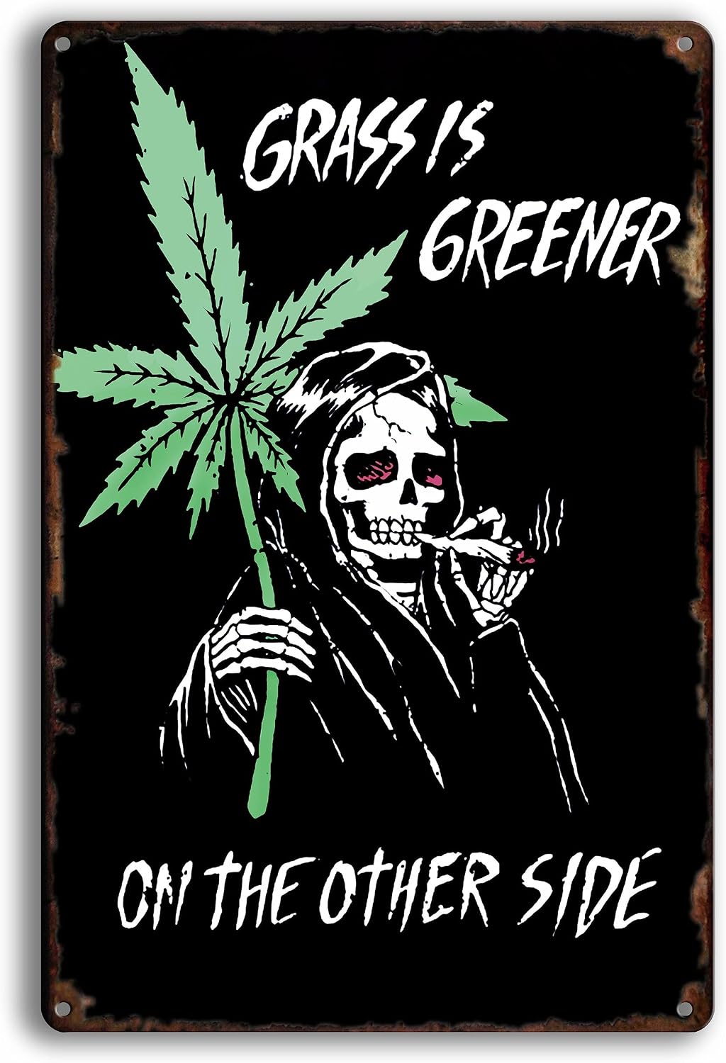 Amazon.com: Impressed Reefer Reaper Marijuana Vintage Tin Sign - Gothic ...