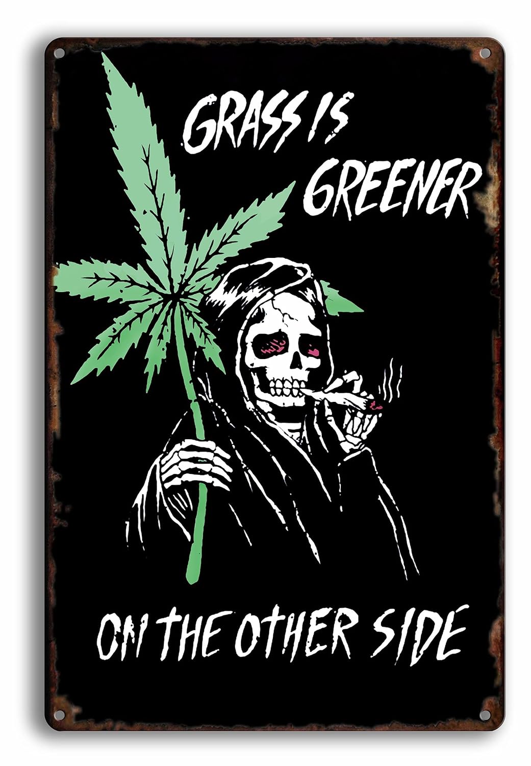 Impressed Reefer Reaper Marijuana Vintage Tin Sign - Gothic Emo 90s ...