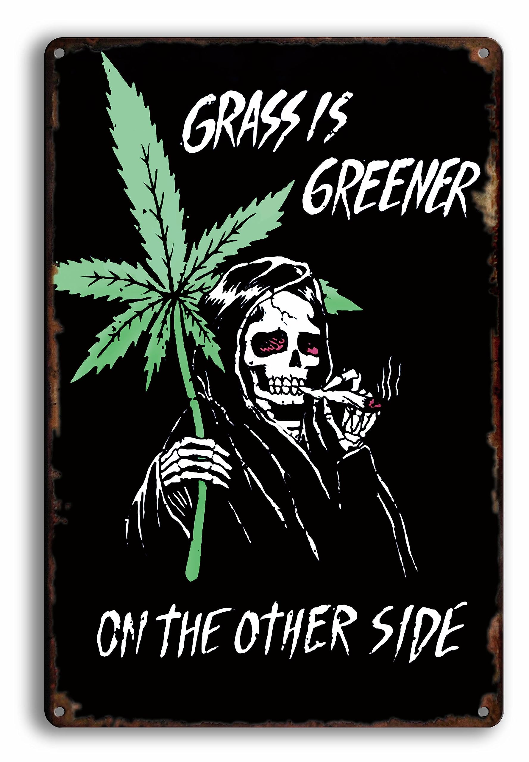 Amazon.com: Impressed Reefer Reaper Marijuana Vintage Tin Sign - Gothic ...