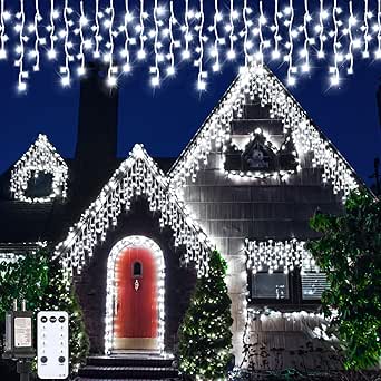 Aurelema 132Ft 1280 LED Christmas Icicle Lights Extra Long 8 Modes ...