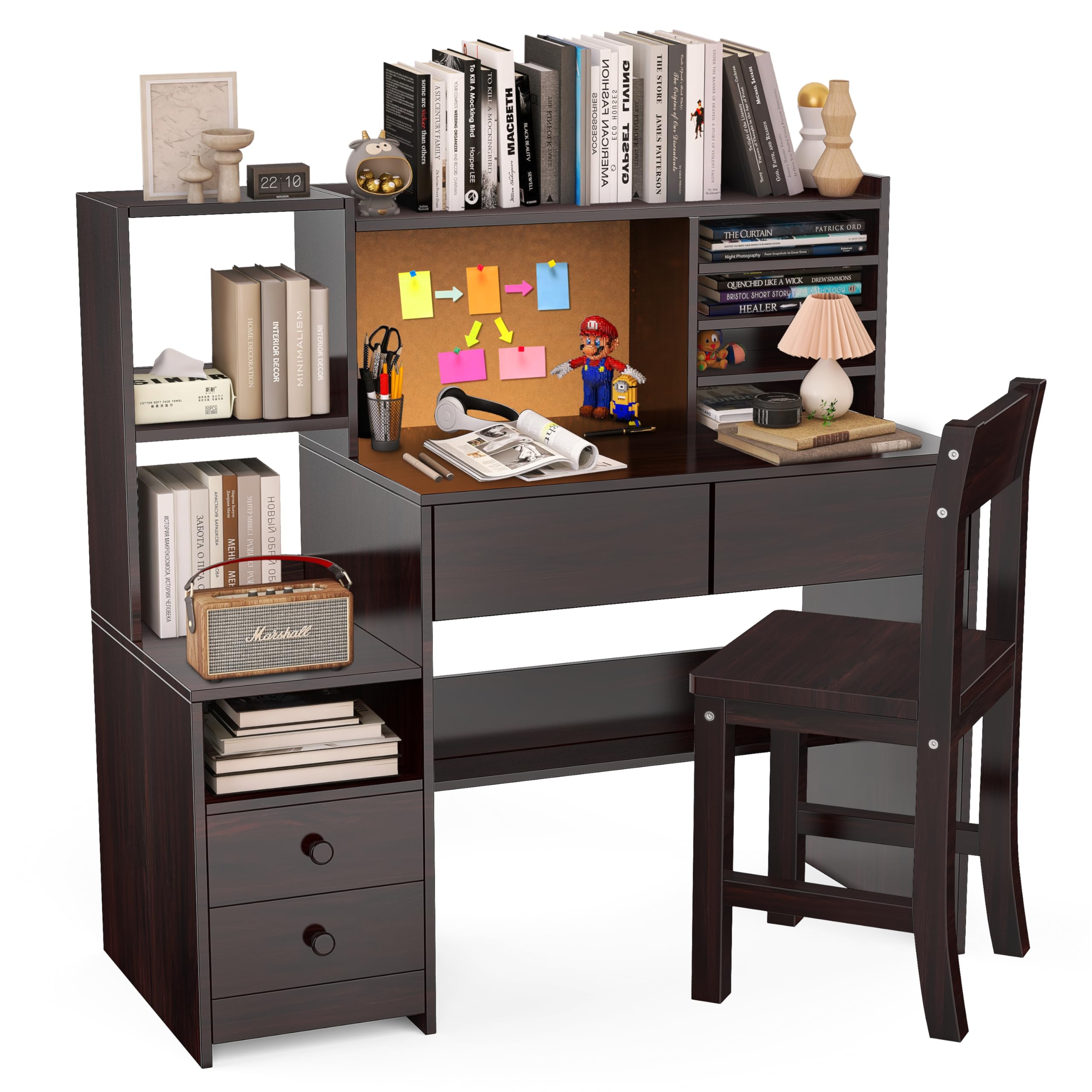 Amazon.com: RUPOLX Espresso Kids Desk and Chair Set for 5-12 Year Old ...
