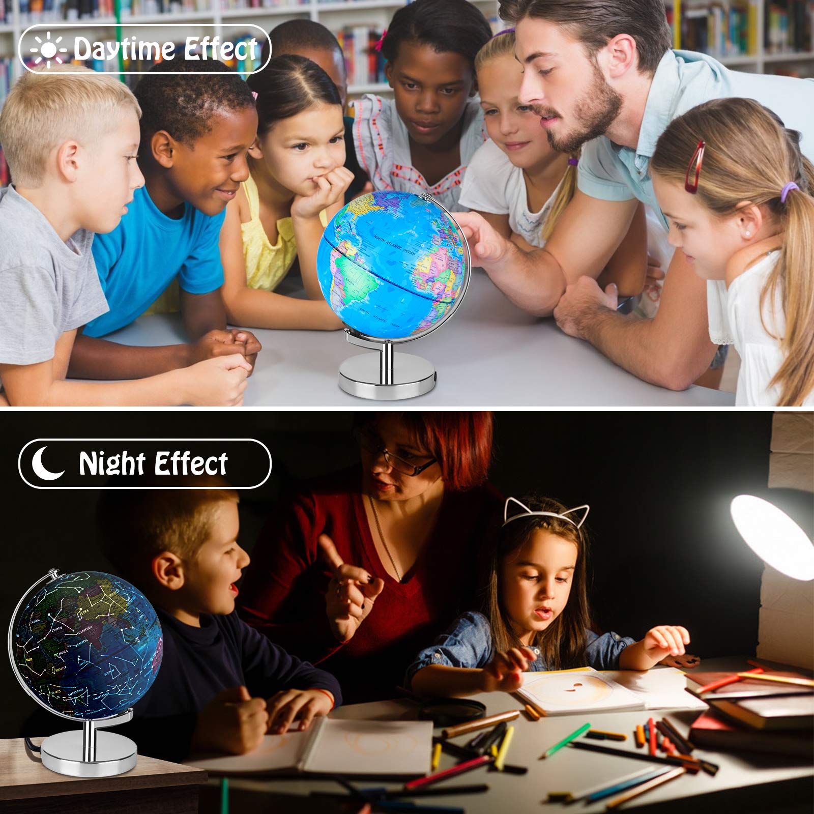 Fun Lites 20cm LED Illuminated Globe for Kids, 3 in 1 Interactive ...