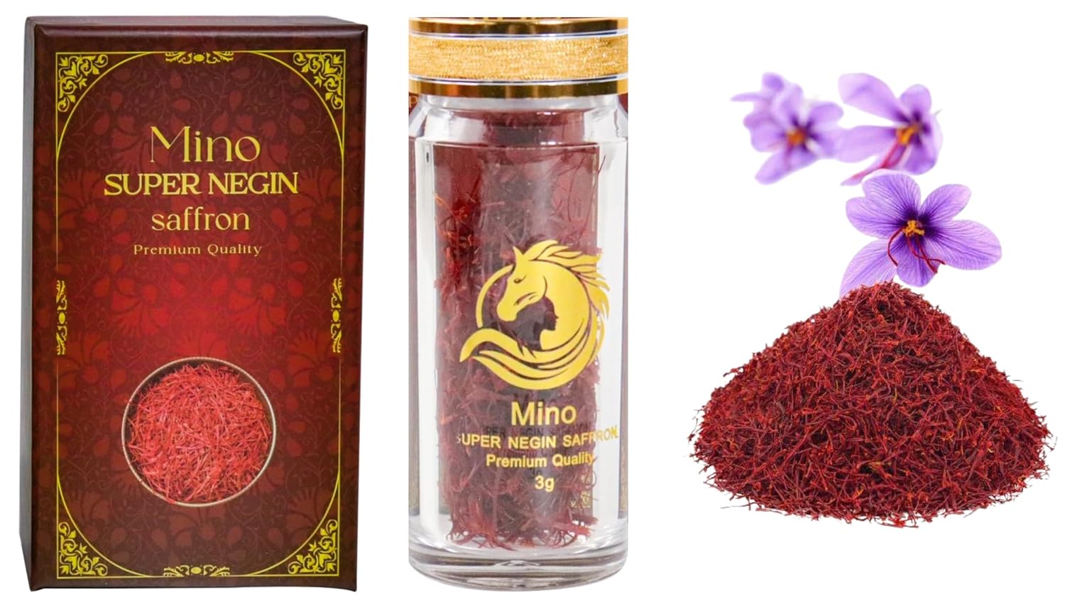 Amazon.com : Mino BEAUTY 3 grams Supper Nergin Saffron Premium Quality ...