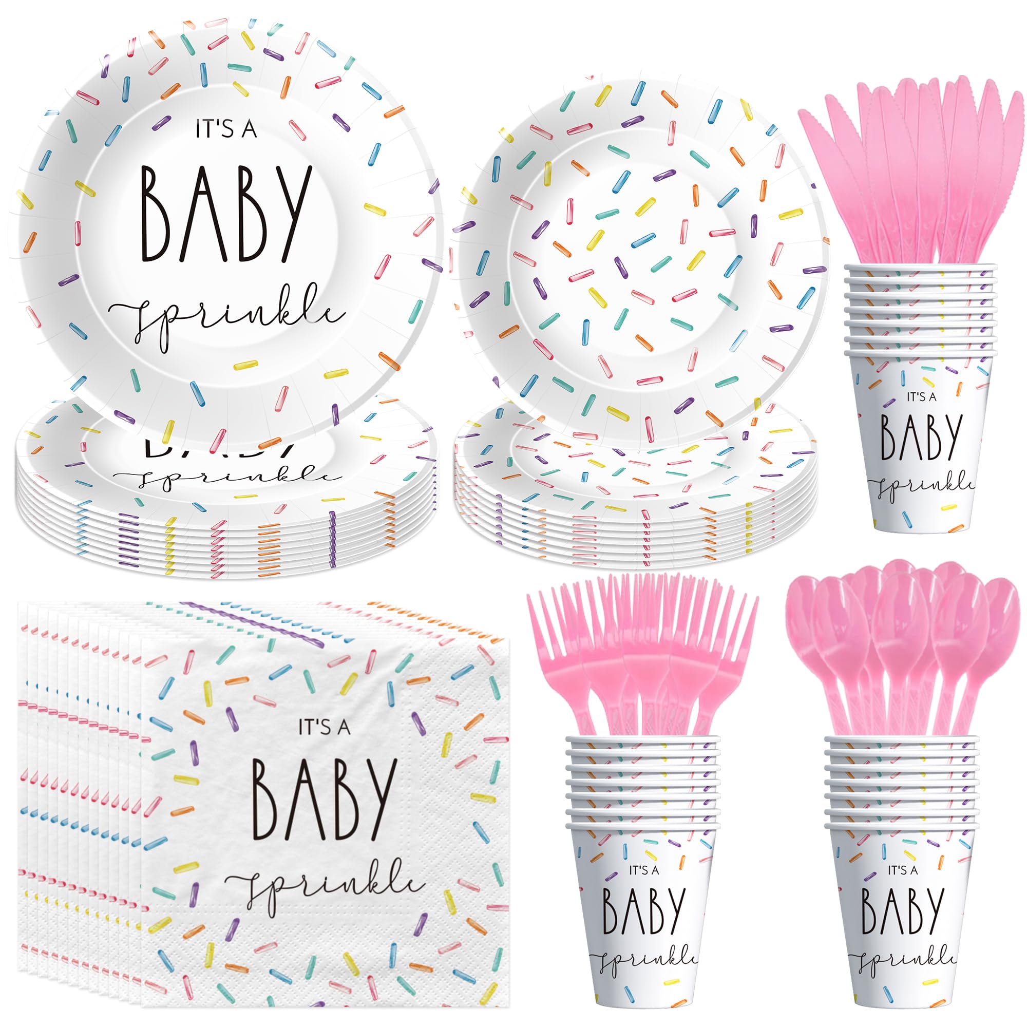 Amazon.com: Xenorik Sprinkle Baby Shower Decorations Tableware, IT'S A ...