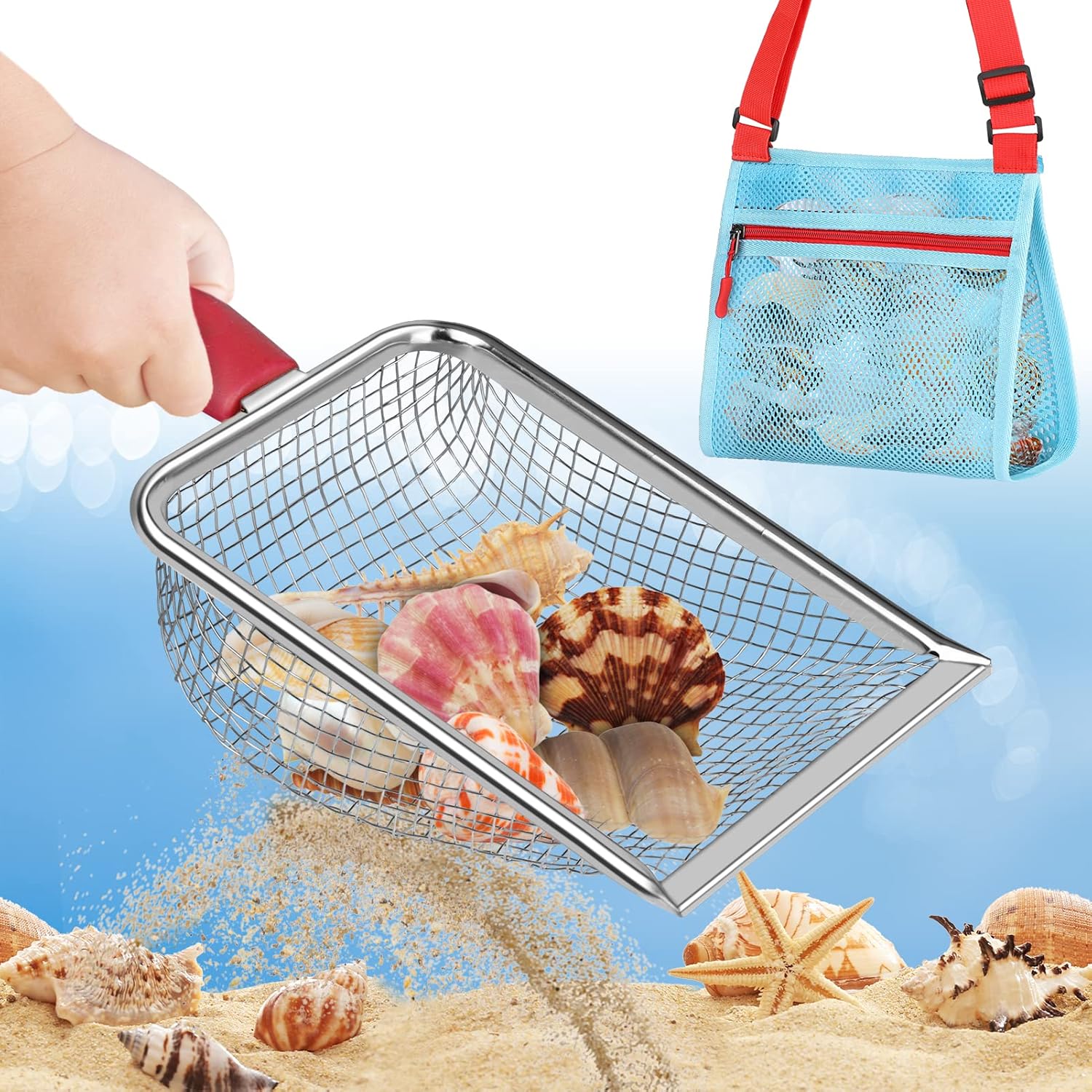 Amazon.com: Beach Shovel with Mesh Beach Bag-Sand Sifter Shell ...