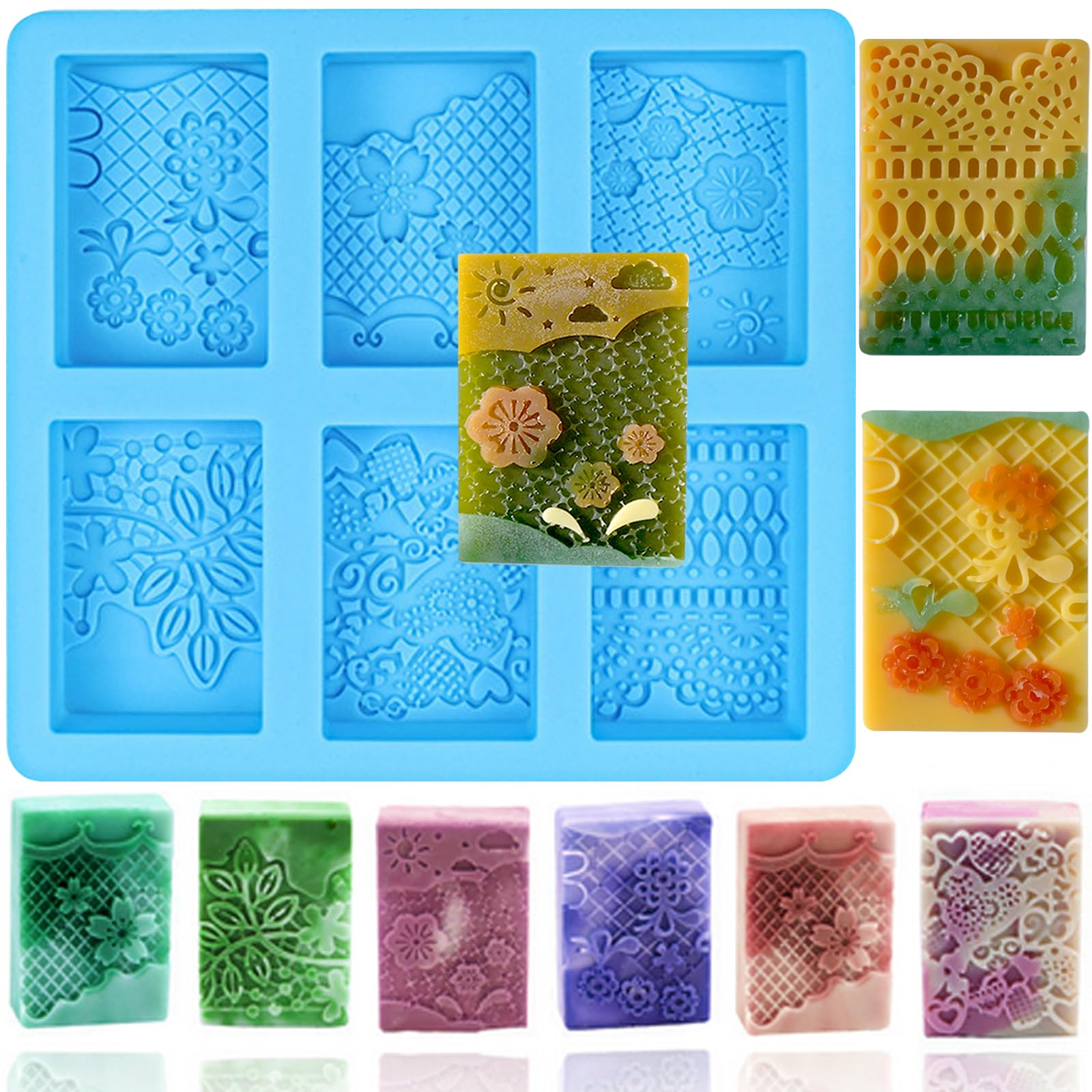 Amazon.com: SIQINZONGWA 3D Lace Soap Molds, 6 Cavities Rectangle ...