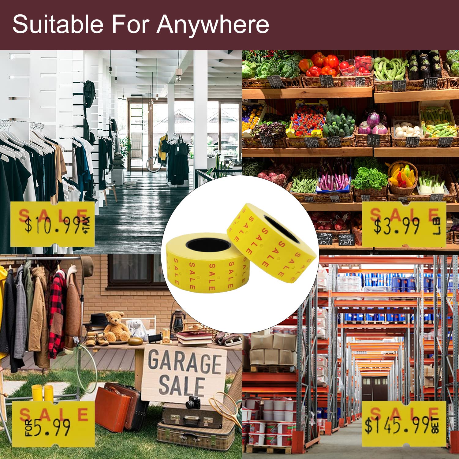 Snapklik.com : 1 Line Labels - 10,000 "Sale - Fluorescent Yellow Blank ...