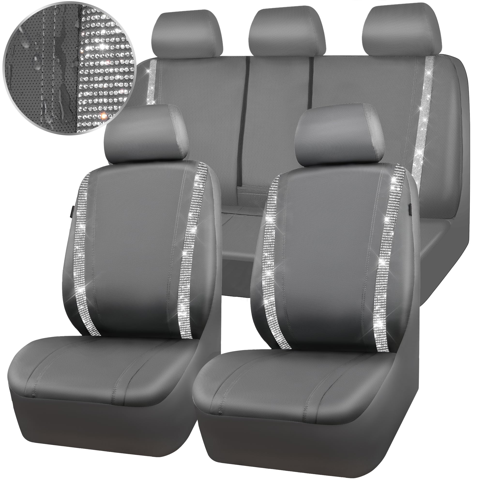 Amazon.com: CAR PASS Bling Car Seat Covers Full Set, Shining Glitter ...
