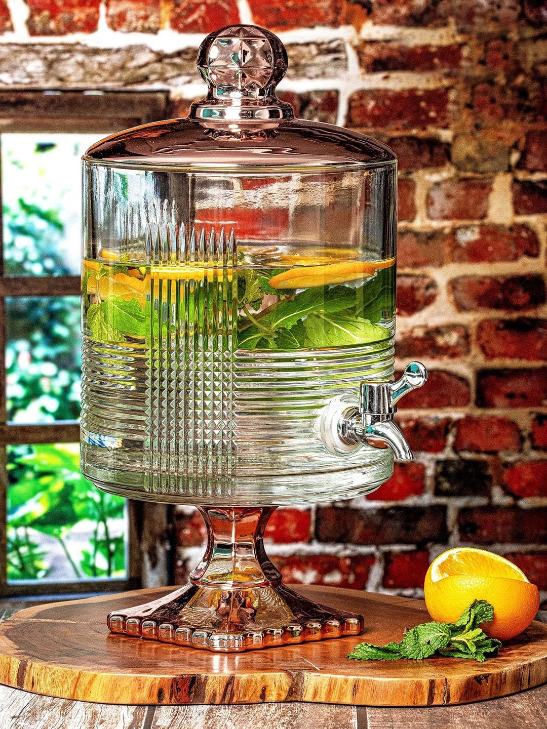 Buy INOVIQUE 4.5 Litre Footed Glass Juice Dispenser with Tap | Fringed ...