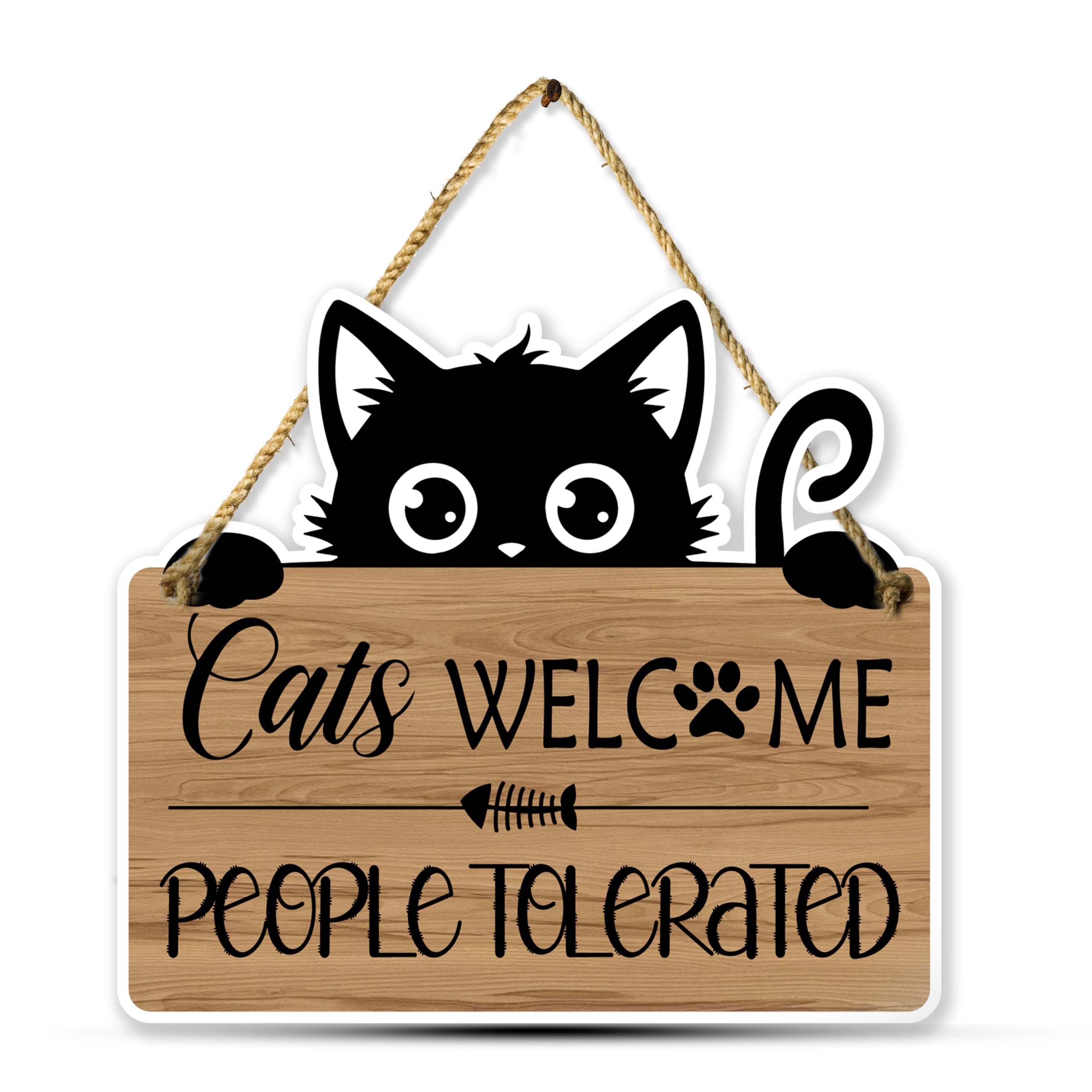 Amazon.com: Cat Welcome Wooden Hanging Sign,Cats Welcome People ...