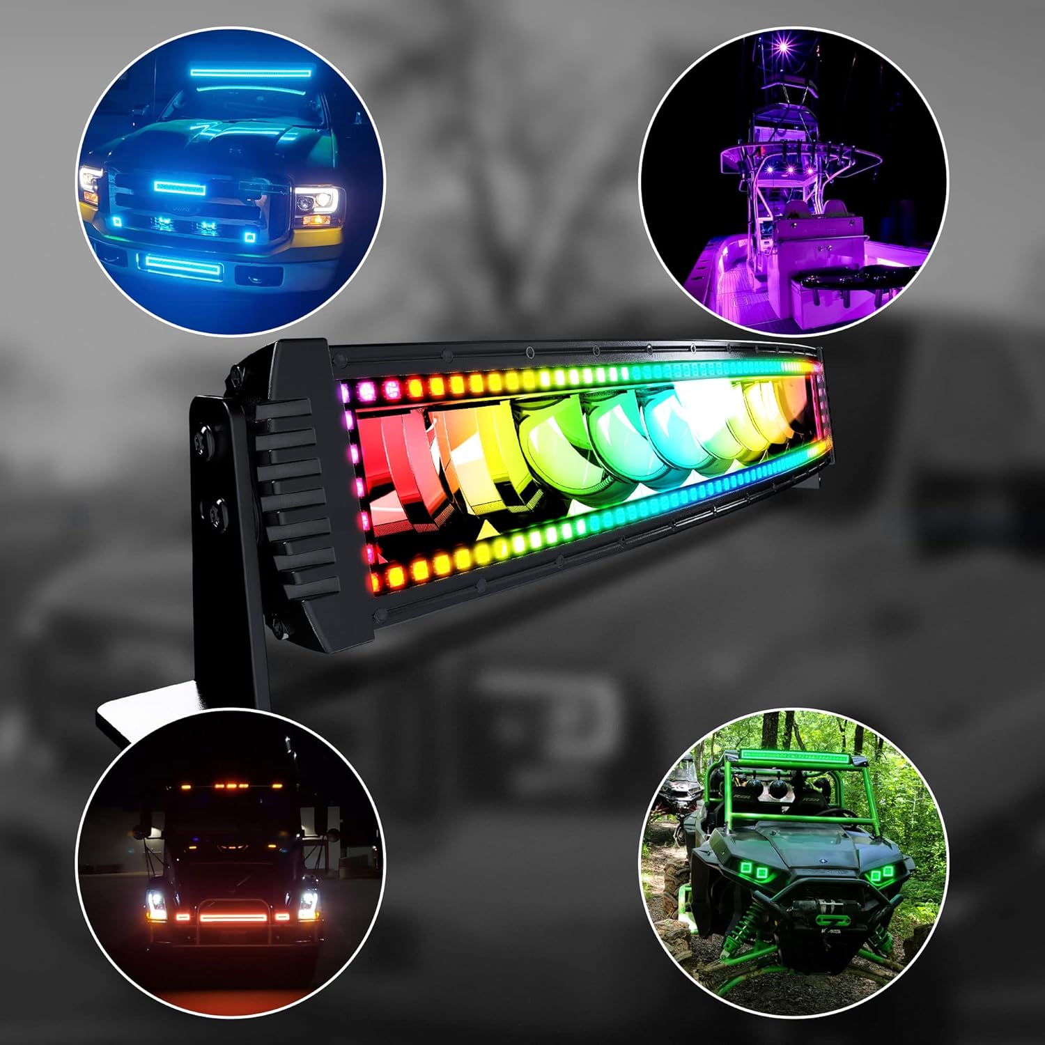 FEELON Barra de luz LED RGB curvada de 22 pulgadas, 2 módulos LED de ...