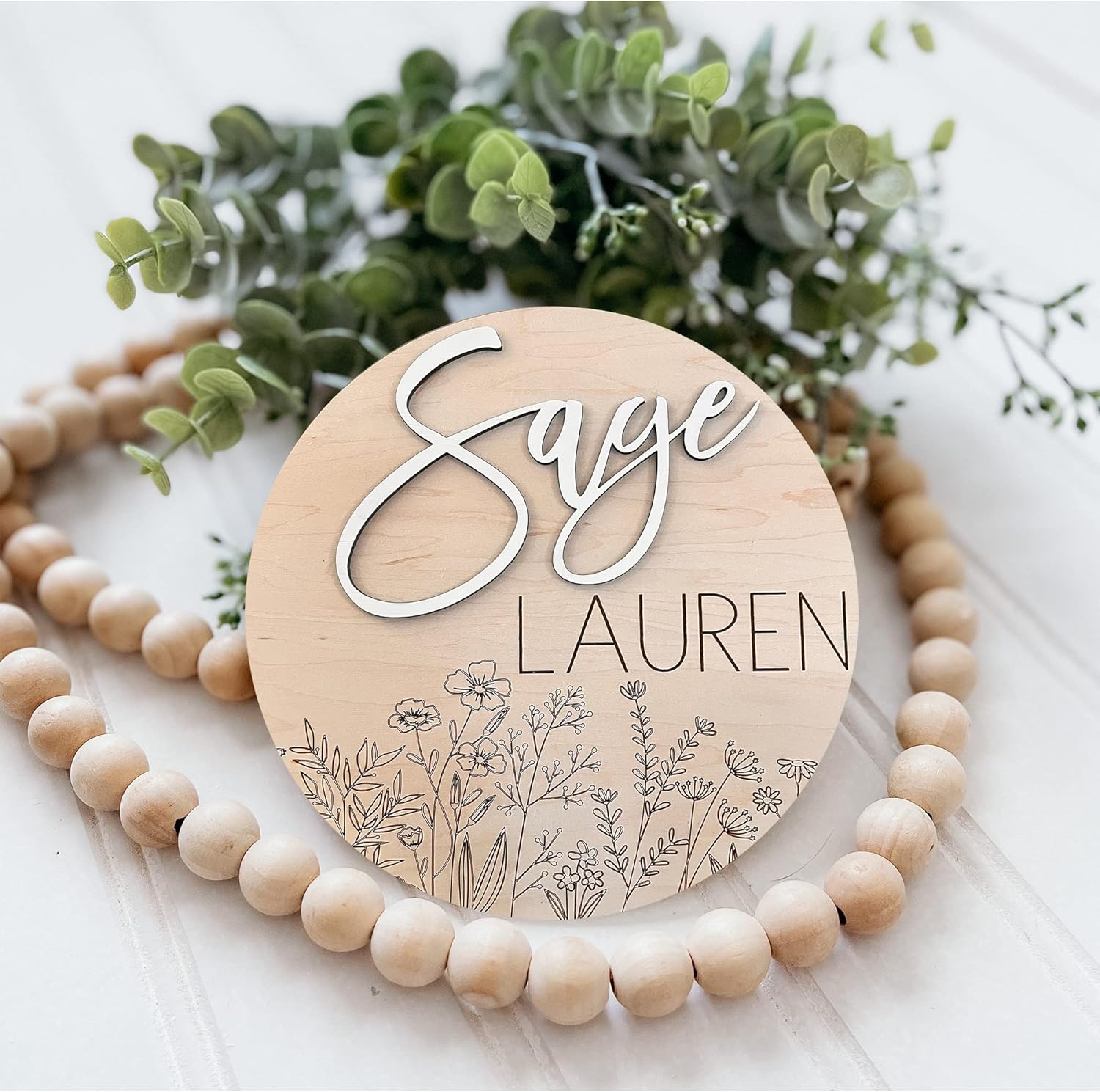 Amazon.com: NAZENTI Personalized Baby Name Announcement Wooden Signs ...