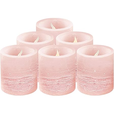 Amazon.com: Fanzir Pink Flameless Candles with String Lights Battery ...