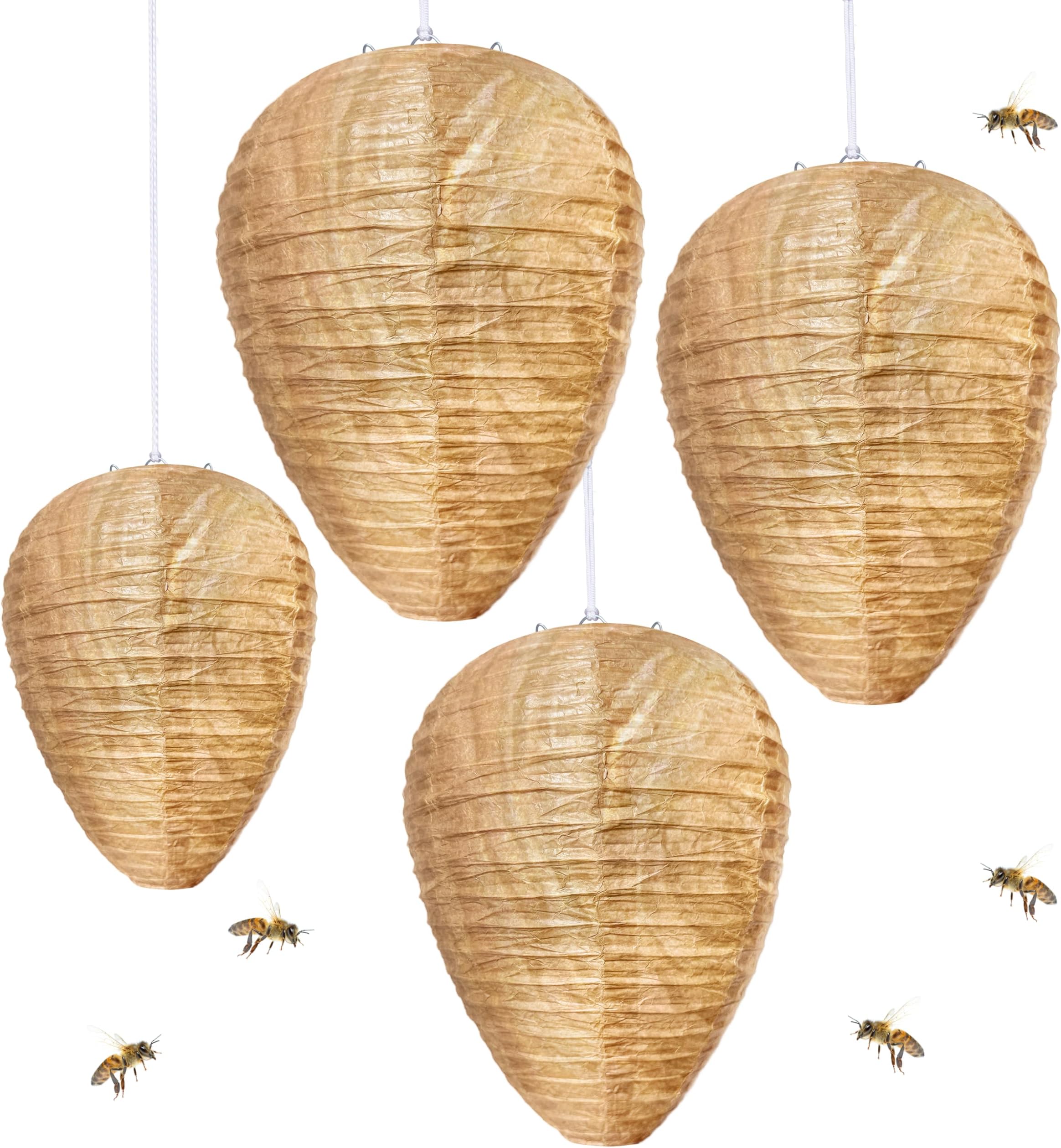 Amazon.com : 4 Pack Paper Fake Wasp Nest Decoy Hanging, Fake Hornet ...
