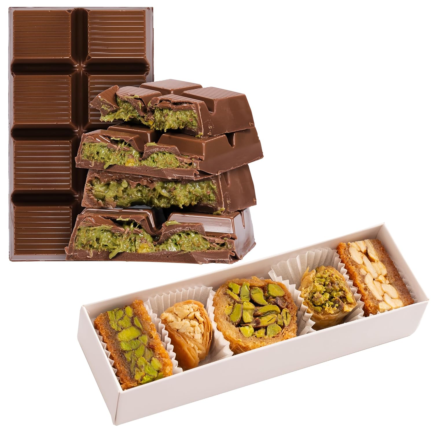 Amazon.com: Eastanbul Baklava & Dubai Chocolate Bar Pistachio Gift Set ...